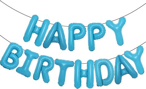 Accevo Light Blue Happy Birthday Balloons Banner 16 Inch