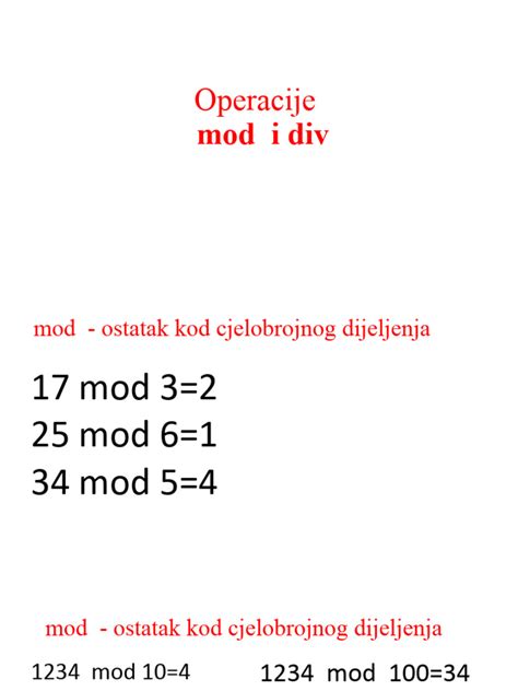 Operacije Mod I Div Pdf