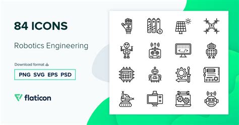 Robotics Engineering Icon Pack Black Outline 84 Svg Icons