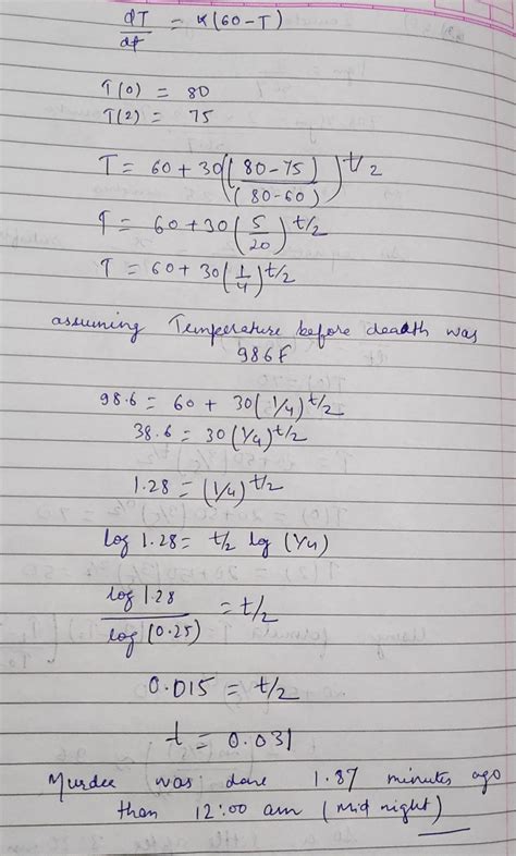 Solved Application Of Differential Equations Newton S Law Of Cooling At Course Hero