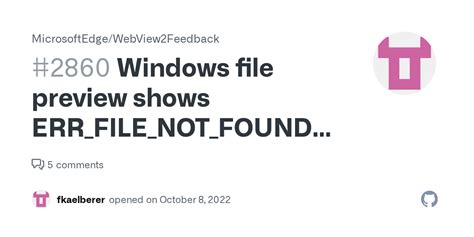 Windows File Preview Shows Errfilenotfound When File Path Contains
