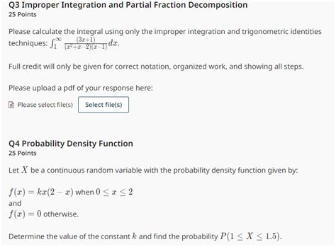 solved q3 improper integration and partial fraction