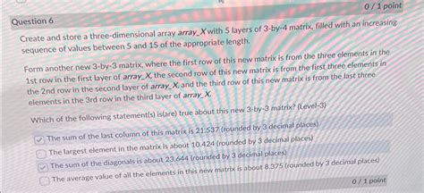 Solved 01 ﻿pointquestion 6create And Store A