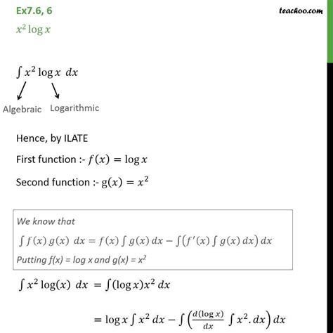 ex 7 6 6 integrate x2 log x chapter 7 class 12 ex 7 6