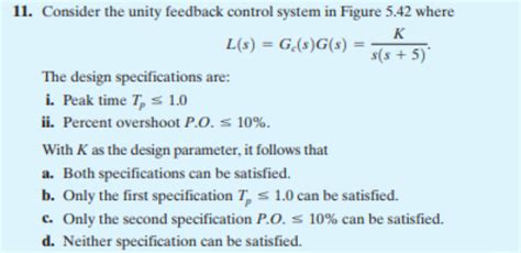 Solved Consider The Unity Feedback Control System In Chegg