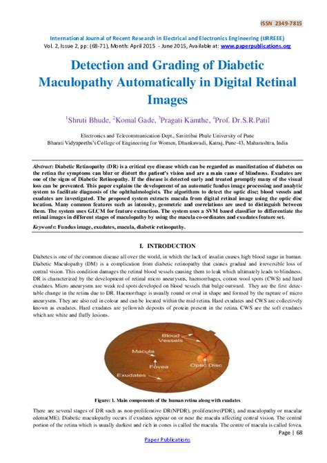 Pdf Detection And Grading Of Diabetic Maculopathy Automatically In Digital Retinal Images