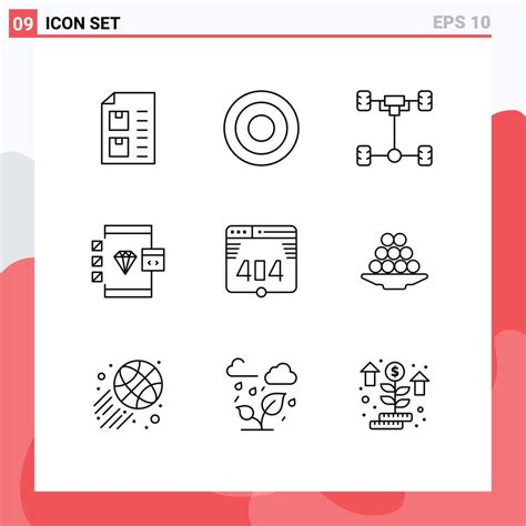 Mobile Interface Outline Set Of 9 Pictograms Of Development Coding User