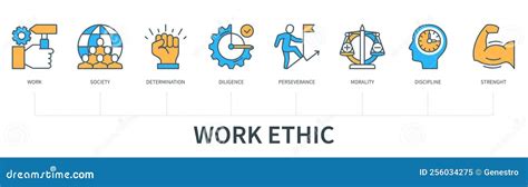 Work Ethic Concept With Icons In Minimal Flat Line Style Stock Image 256034275