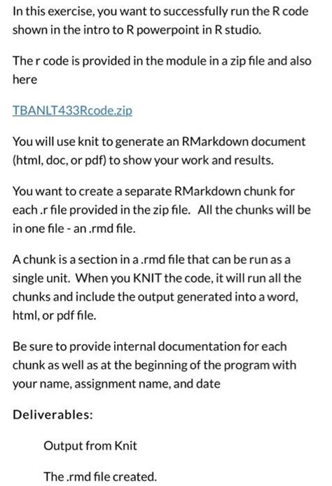 In This Exercise You Want To Successfully Run The R Chegg