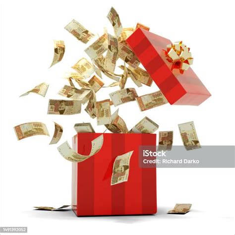 열린 빨간 선물 상자에서 나오는 많은 파키스탄 루피 포린트 지폐의 3d 렌더링 상자 밖으로 날아가는 돈 지폐 통화에 대한 스톡 사진 및 기타 이미지 Istock