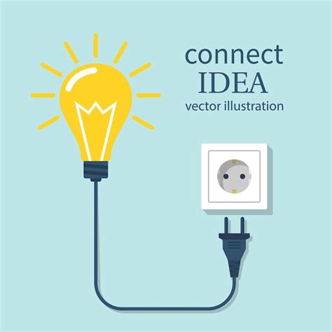 Premium Vector Connect Idea Bulb Light Cord Electrical Plug Connected