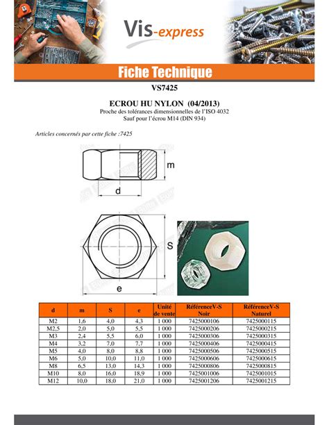 Ecrou Nylon Hexagonal Hu M12 Nylon Naturel S Plat 18