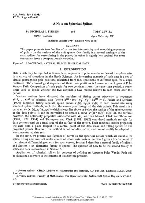 Pdf A Note On Spherical Splines