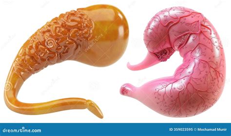 Pancreas Human Model Organ In Cartoon Style Isolated On White