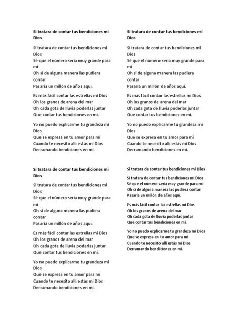 Si Tratara De Contar Tus Bendiciones Mi Dios Letra Pdf