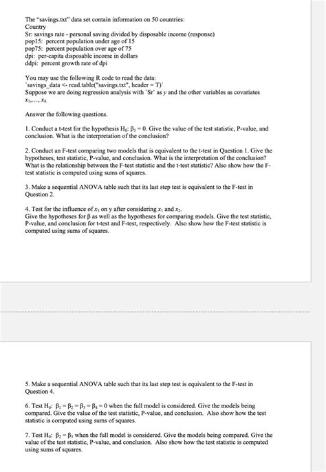 solved the savings txt ﻿data set contain information on 50