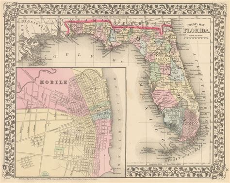 Samuel Augustus Mitchell County Map Of Florida 1874 The Map House