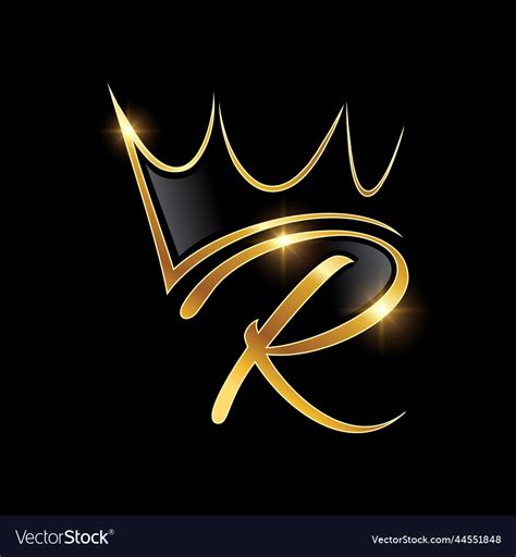 Gold Monogram Crown Logo Initial Letter R Vector Image