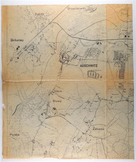 At Auction Period German Map Of Auschwitz Birkenau