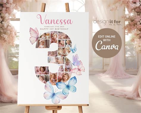 Butterfly Milestone 3rd Birthday Sign Third Birthday Number Etsy