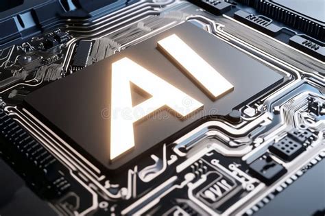 A Futuristic Ai Microchip Glowing With Neon Lights Artificial Intilengence Stock Illustration