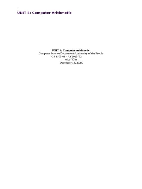 Unit 4 Computer Arithmetic Pdf Central Processing Unit Computer