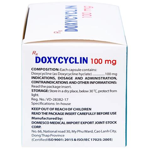 Doxycyclin 100mg điều Trị Các Bệnh Nhiễm Khuẩn 10 Vỉ X 10 Viên