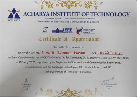 eventcoordinator hackathon ai4comunity acharyainstituteoftechnology