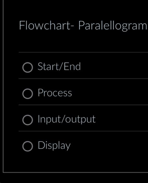 Solved Flowchart Paralellogram Startend Process Inputoutput Display Others