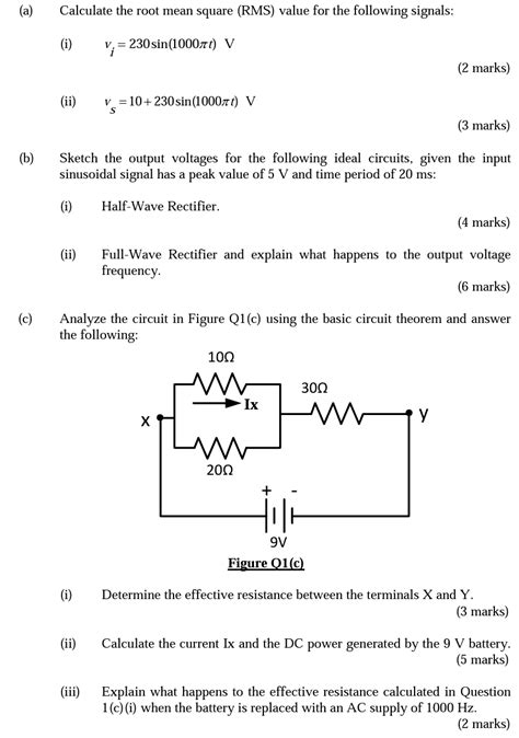 Solved A Calculate The Root Mean Square RMS Value For Chegg
