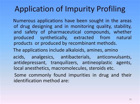 Basics Of Impurity Profiling Pptx Chemistry Science