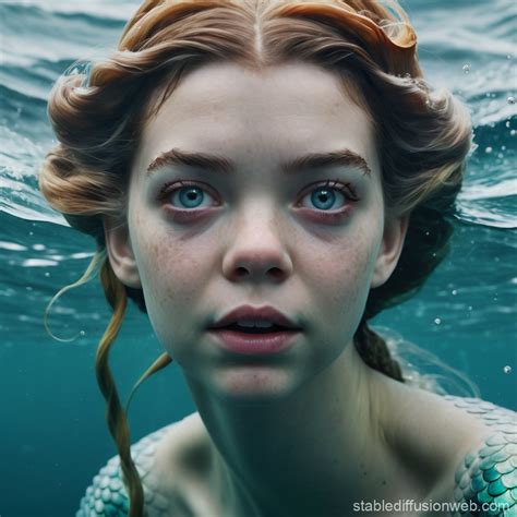 Anya Taylor Joy As Mermaid In Ocean Stable Diffusion Online
