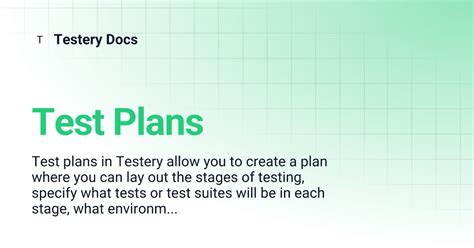 Test Plans Testery Docs