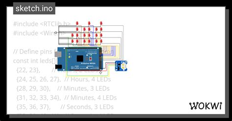 Binary Clock Wokwi Esp32 Stm32 Arduino Simulator