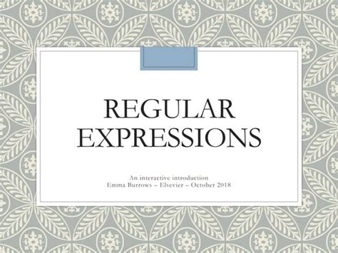 Regular Expressions Ada 2018 Pptx Programming Languages Computing
