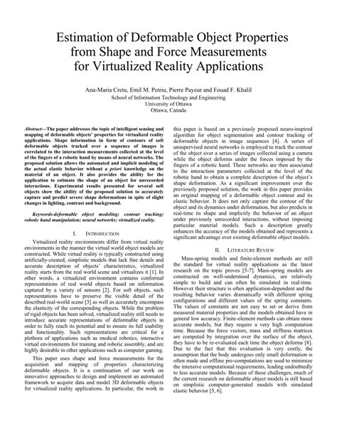 PDF Estimation Of Deformable Object Properties From Shape And Force Measurements For
