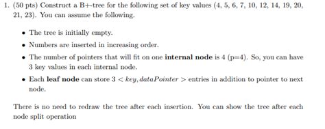 Solved 1 50 Pts Construct A B Tree For The Following Set Chegg Com