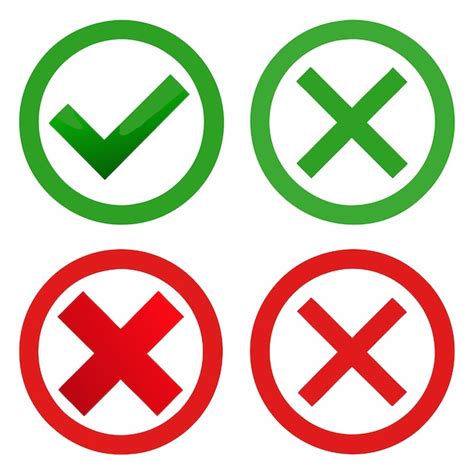 Premium Vector Green Check Marks And Red Cross Symbols For Correct And Incorrect Choice Indicators