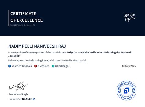 I Have Completed Javascript Course With Certification Unlocking The
