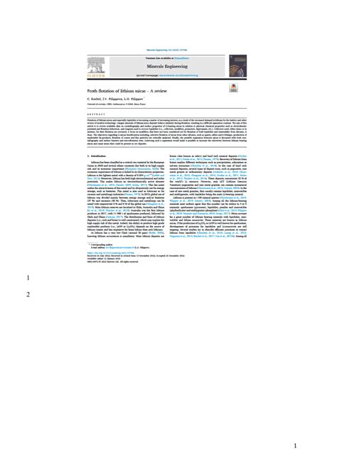 Pdf Froth Flotation Of Lithium Micas A Review