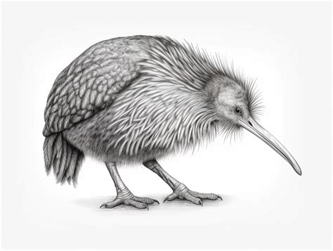 An Artist S Pencil Drawing Of A Kiwi Bird Line Art Kiwi Png