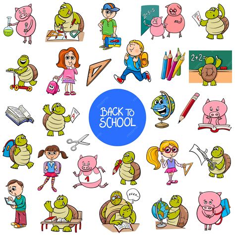 Premium Vector School And Education Carton Characters Set