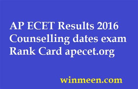 AP ECET Results Counselling Dates Exam Rank Card Apecet Org WINMEEN