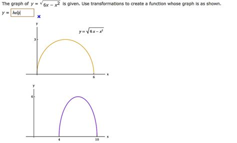 The Graph Of Y √6x X2 Is Given Use Transformations To Create A