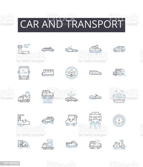 자동차 및 운송 라인 아이콘 모음입니다 스릴 기대 행복감 서두르다 불꽃 에너지 열정 벡터 및 선형 그림 과대 광고 아드레날린