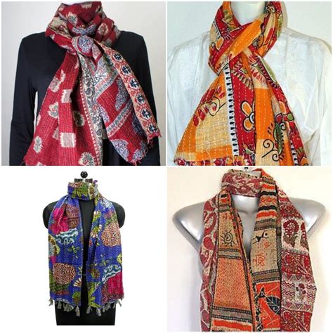 Wholesale Lot Vintage Cotton Indian Kantha Scarf Scarves Stole Etsy