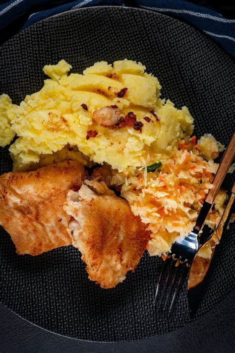 Fried Cod Fillet Served Stock Image Image Of Food View 357151073