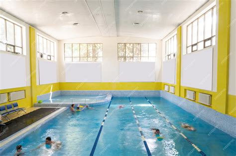 Premium Photo A Swimming Pool Sectioned Into 4 Rows Inside A A Sports Wellness Center