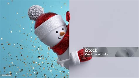 크리스마스 배경입니다 화이트 보드를 들고 3d 눈사람 겨울 휴가 빈 배너 템플릿입니다 새해 복 석 인사말 카드 모형입니다 재미