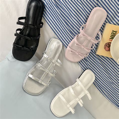 마리공주 [주간할인] 플래닝 미니 리본 트리플 스트랩 슬리퍼 1cm